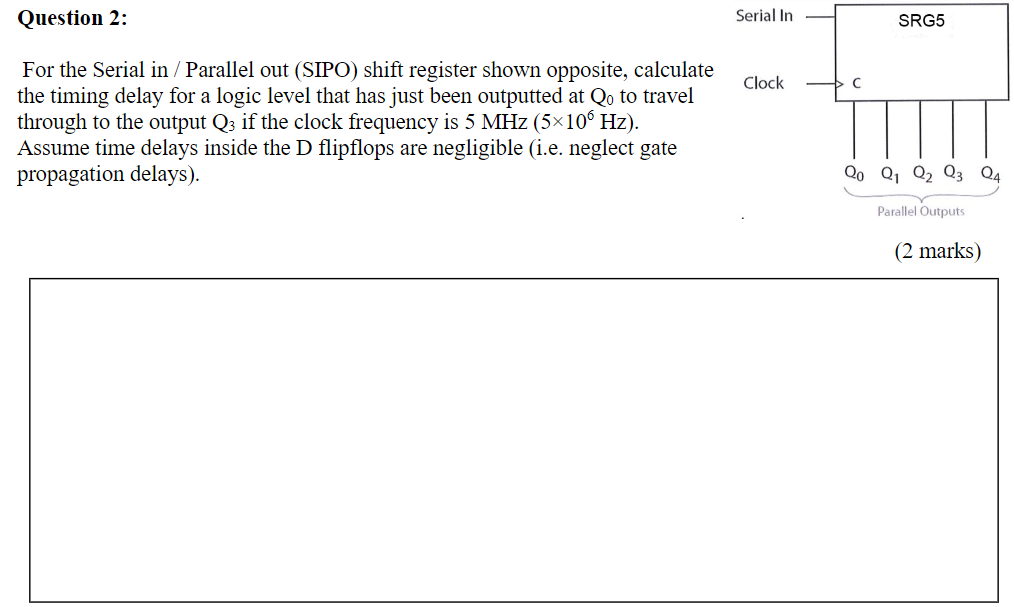 Solved Question 2: For the Serial in / Parallel out (SIPO) | Chegg.com