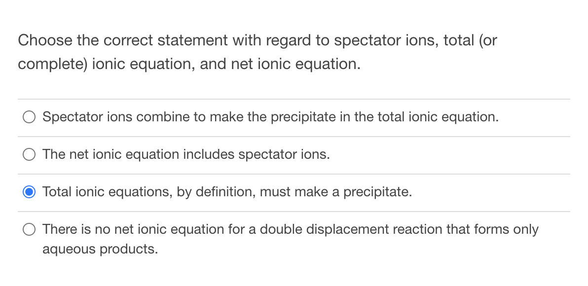Solved Choose the correct statement with regard to spectator | Chegg.com