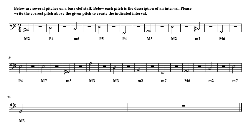 Below are several pitches on a bass clef staff. Below | Chegg.com