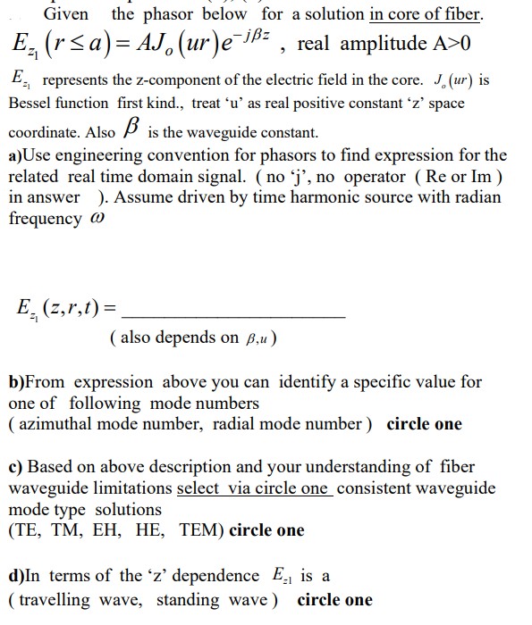 Solved Given the phasor below for a solution in core of | Chegg.com
