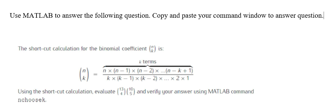 Solved Use MATLAB to answer the following question. Copy and | Chegg ...