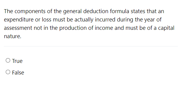 Solved The components of the general deduction formula | Chegg.com