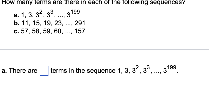 Solved How many terms are there in each of the following | Chegg.com