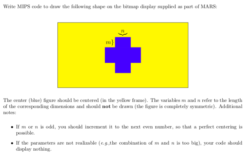 Solved Write MIPS code to draw the following shape on the | Chegg.com