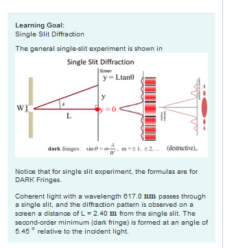 Solved Part A - Find the width W of the single slit. Part B | Chegg.com