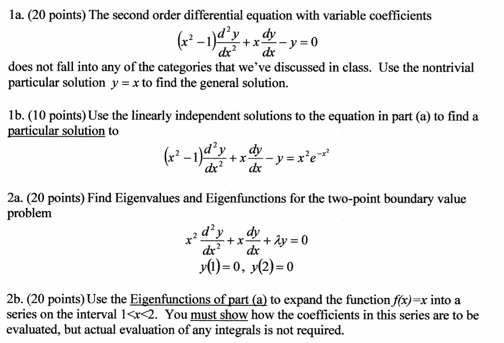 Solved La 20 Points The Second Order Differential Chegg