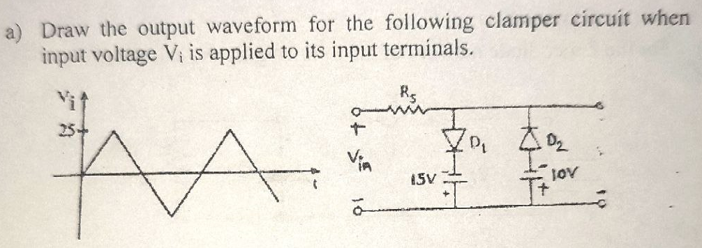 Solved Draw the output waveform for the following clamper | Chegg.com Solved Draw the output waveform for the following clamper | Chegg.com