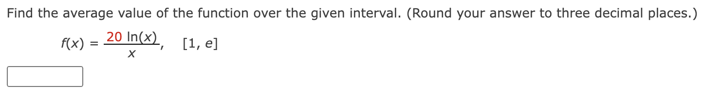 Solved Find the average value of the function over the given | Chegg.com