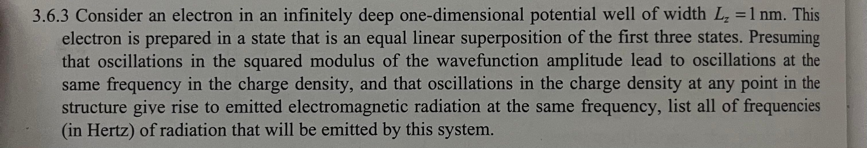 Solved 3 6 3 Consider An Electron In An Infinitely Deep