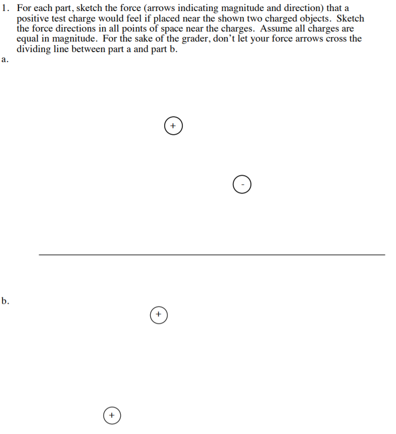 Solved 1. For each part, sketch the force (arrows indicating | Chegg.com
