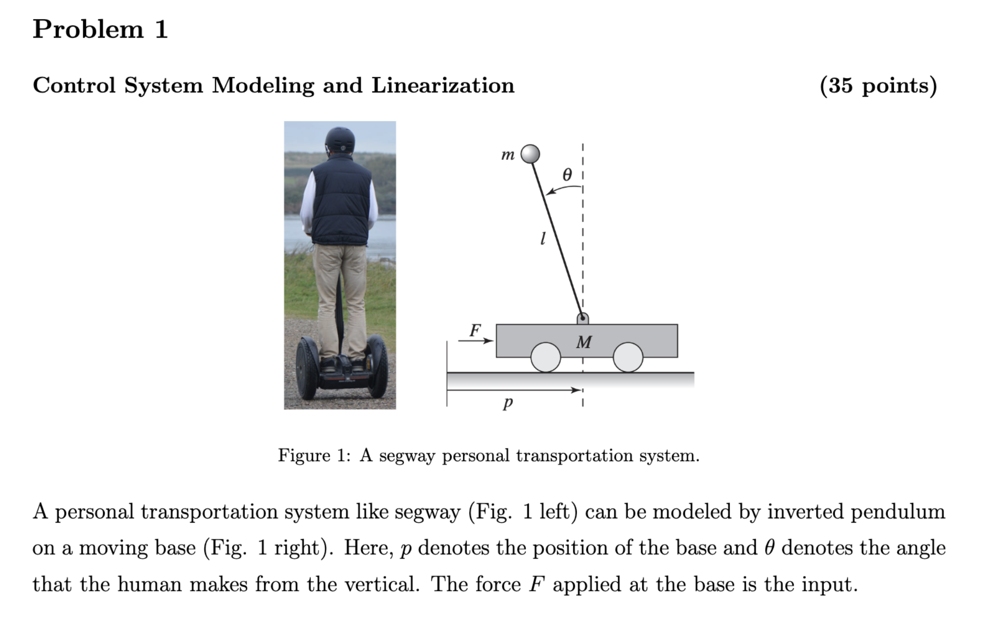Solved Control System Modeling and Linearization (35 points) | Chegg.com