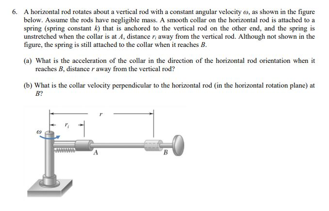 Solved 6. A horizontal rod rotates about a vertical rod with | Chegg.com