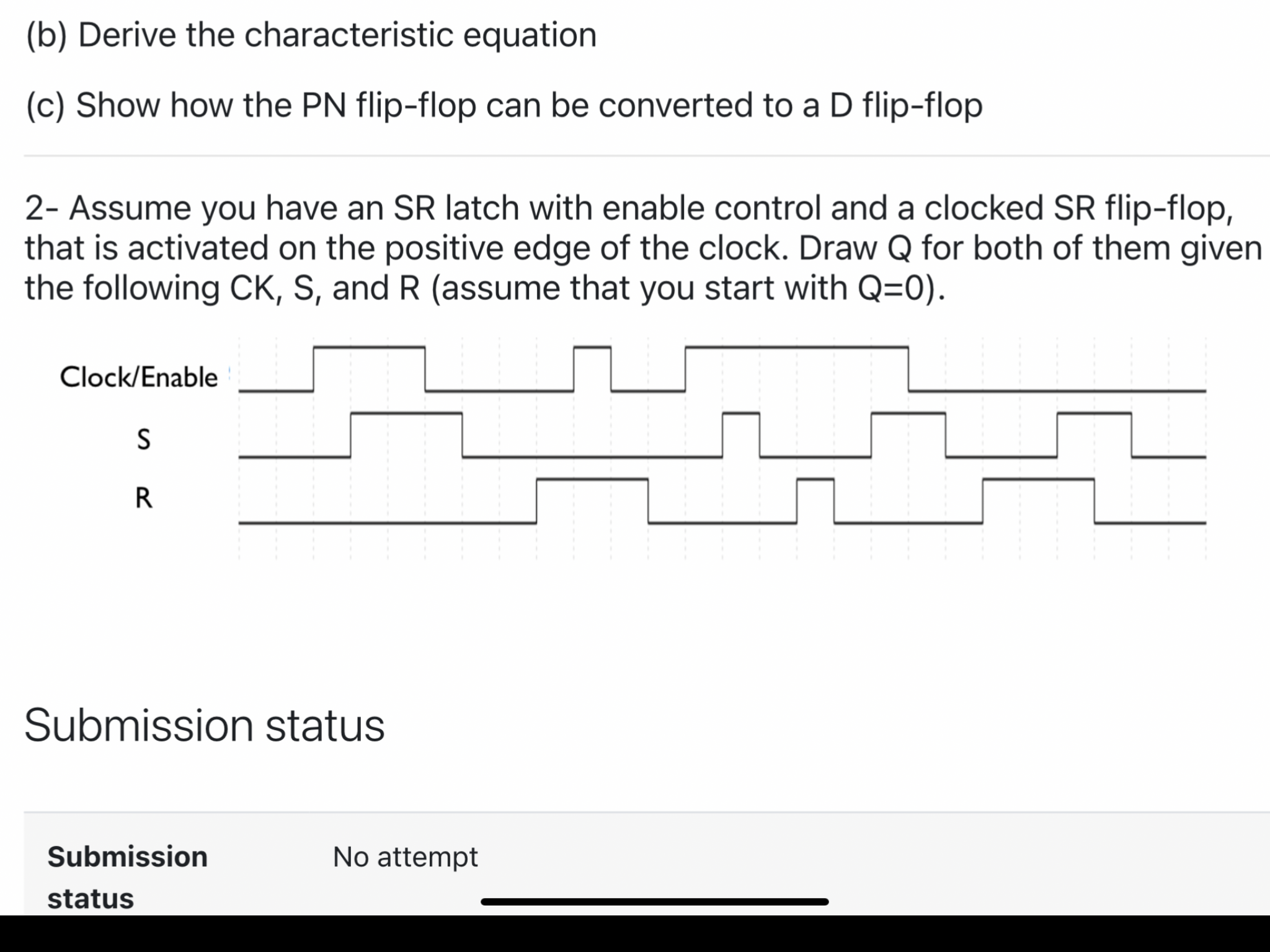Solved 2- Assume you have an SR latch with enable control | Chegg.com