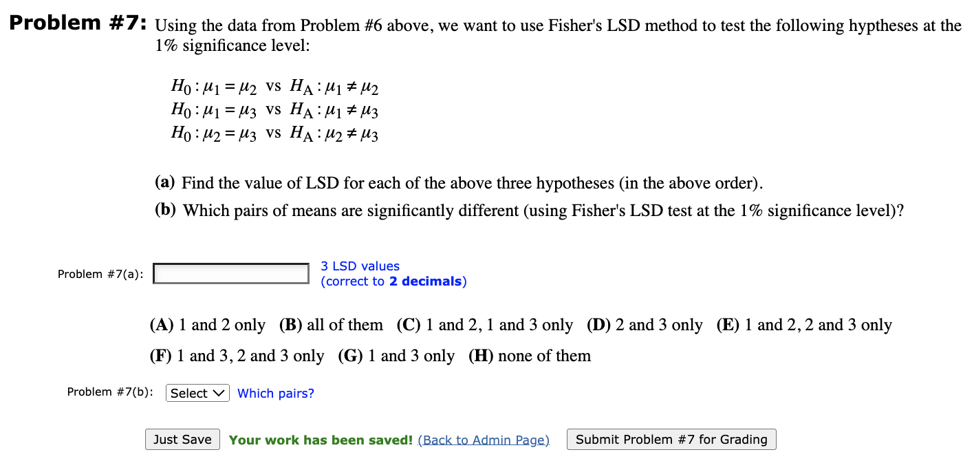 Solved lem \#7: Using the data from Problem \#6 above, we | Chegg.com