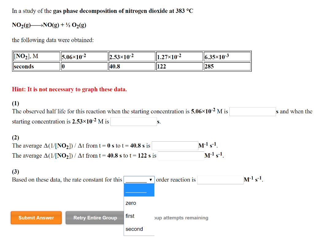Solved In a study of the gas phase decomposition of nitrogen | Chegg.com