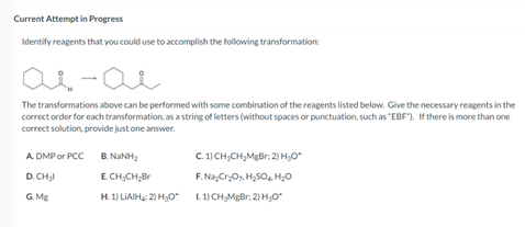 Solved Current Attempt in Progress Identify reagents that | Chegg.com
