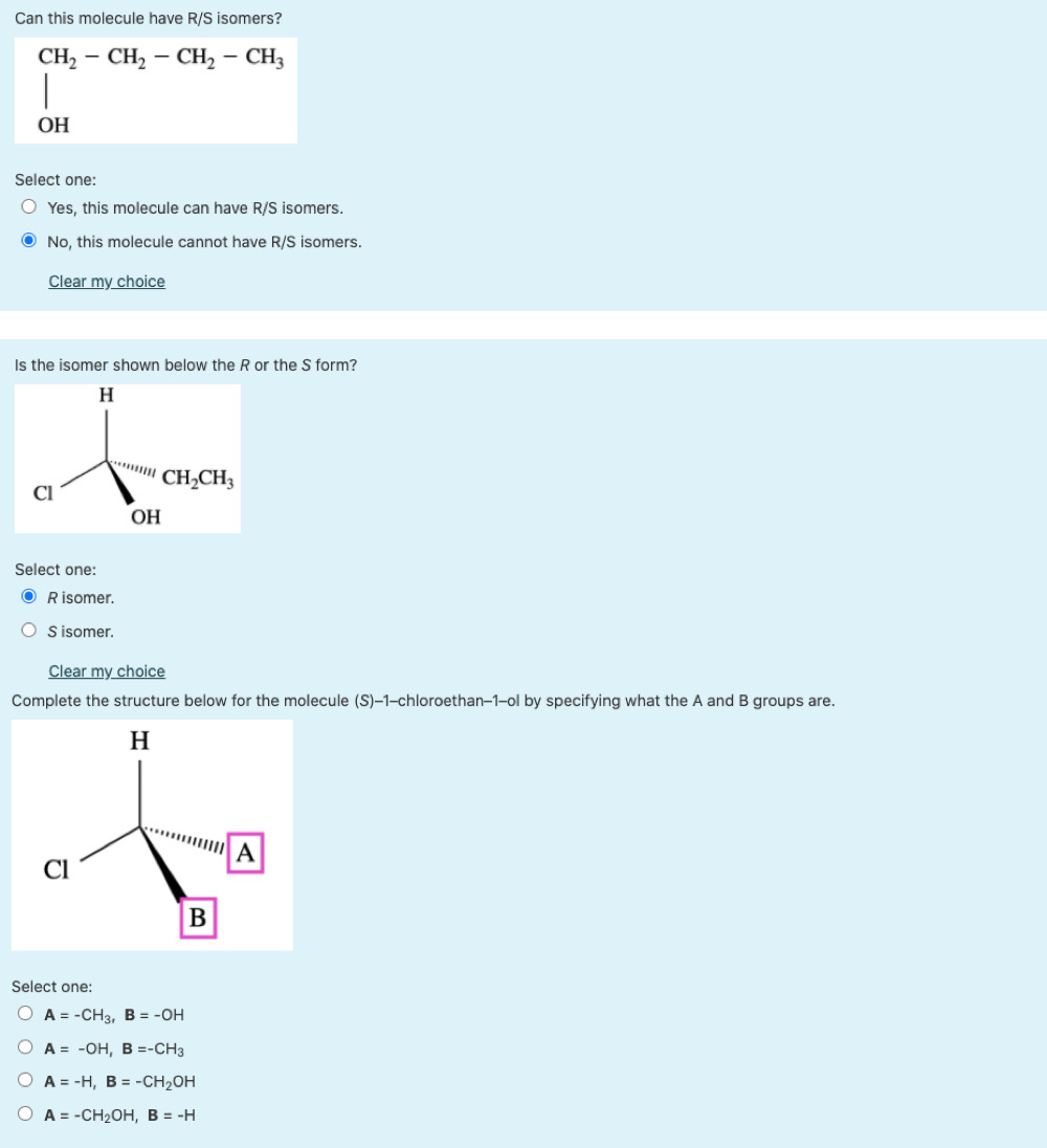 Solved Can this molecule have R/S isomers? CH2 - CH2 - - CH2 | Chegg.com