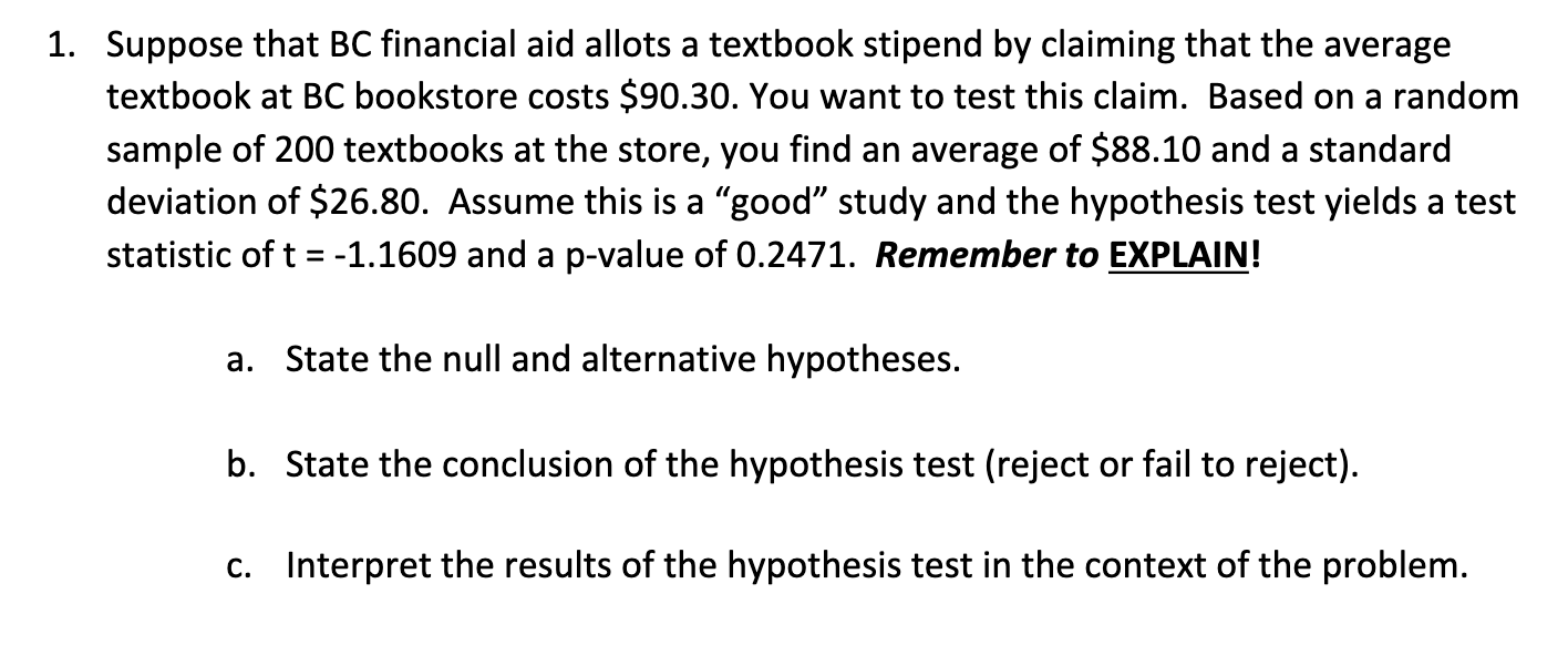 Solved 1. Suppose that BC financial aid allots a textbook | Chegg.com