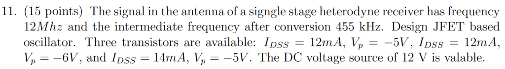 11. (15 points) The signal in the antenna of a | Chegg.com