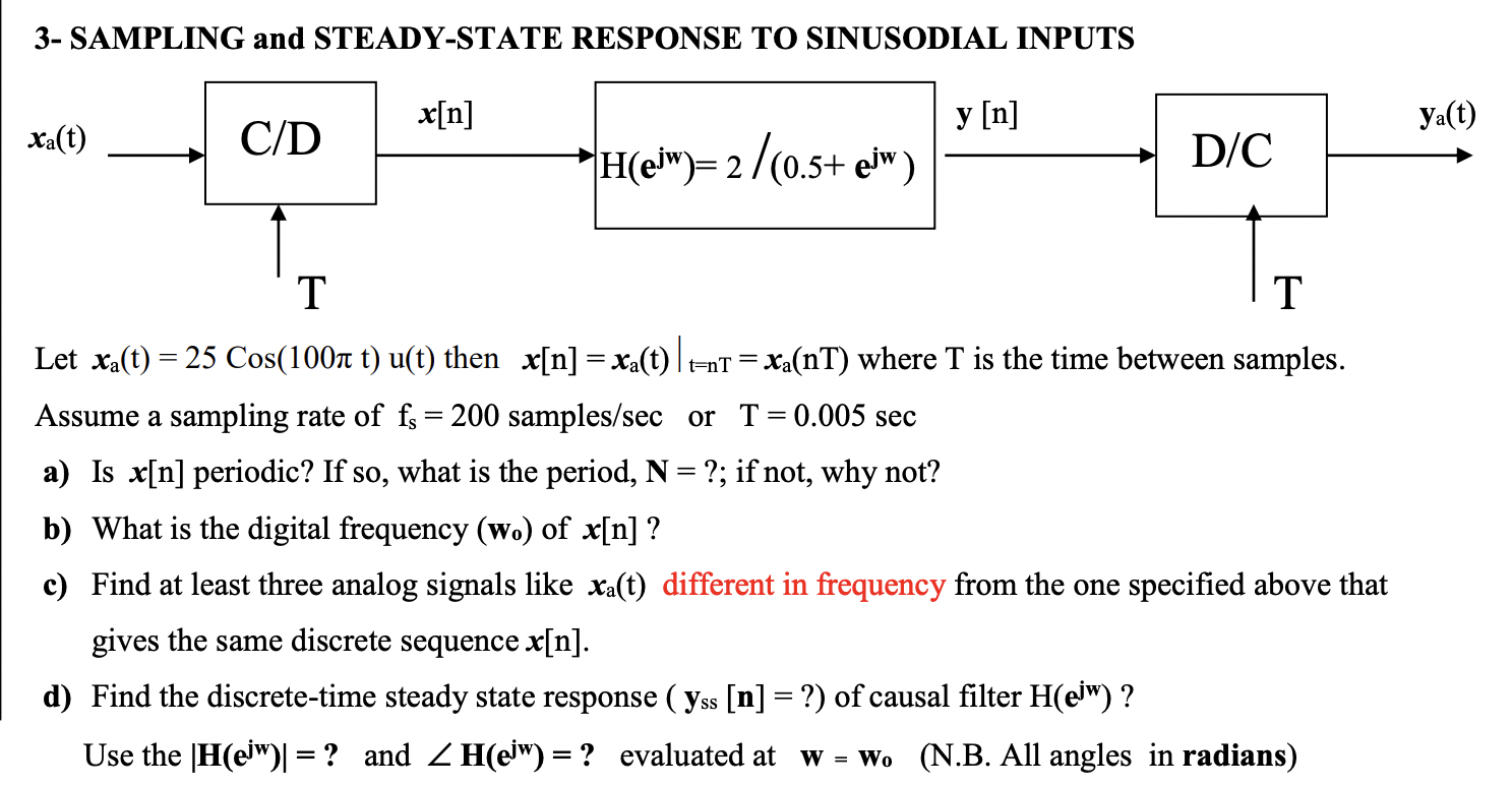 Solved 3- SAMPLING and STEADY-STATE RESPONSE TO SINUSODIAL | Chegg.com