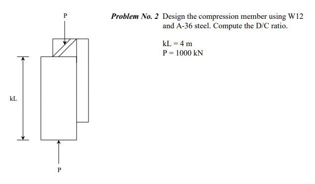 Solved P P Problem No. 2 Design the compression member using | Chegg.com