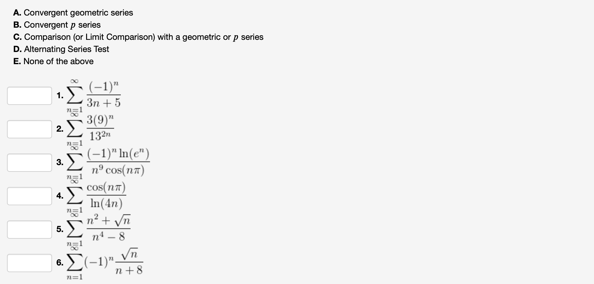 Solved A. Convergent geometric series B. Convergent p series | Chegg.com