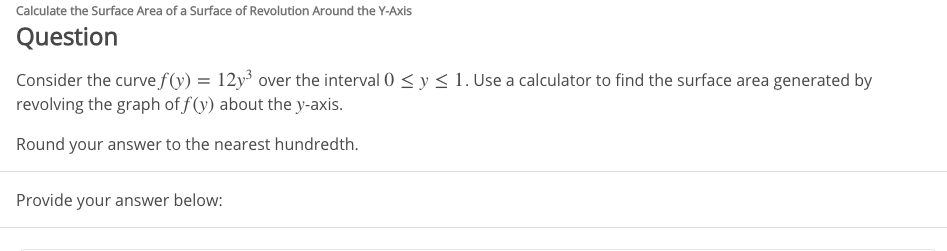 Solved Calculate the Surface Area of a Surface of Revolution | Chegg.com