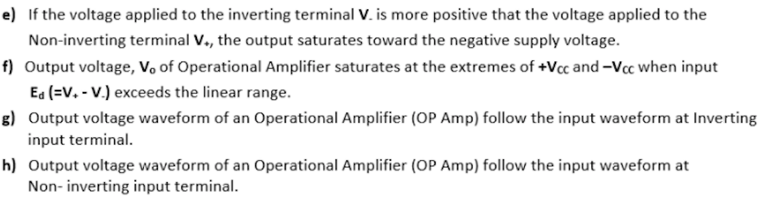 e) If the voltage applied to the inverting terminal | Chegg.com