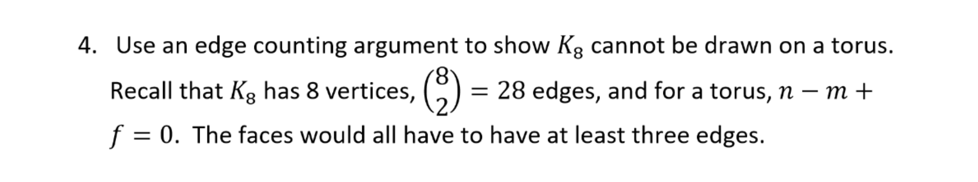 Solved 4. Use an edge counting argument to show Kg cannot be | Chegg.com