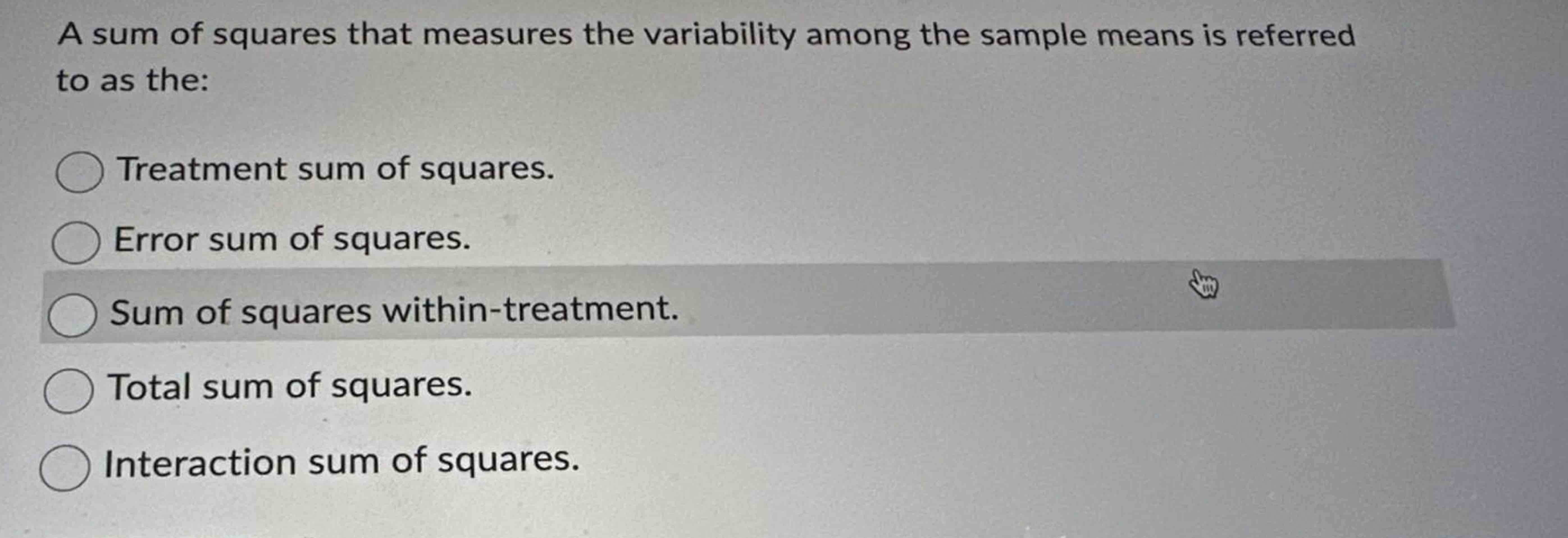 Solved A sum of squares that measures the variability among | Chegg.com