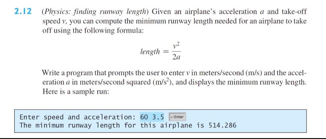 Solved 2.12 (Physics: finding runway length) Given an | Chegg.com