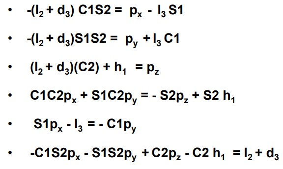 Solved Some of the inverse kinematics equations of a robot | Chegg.com