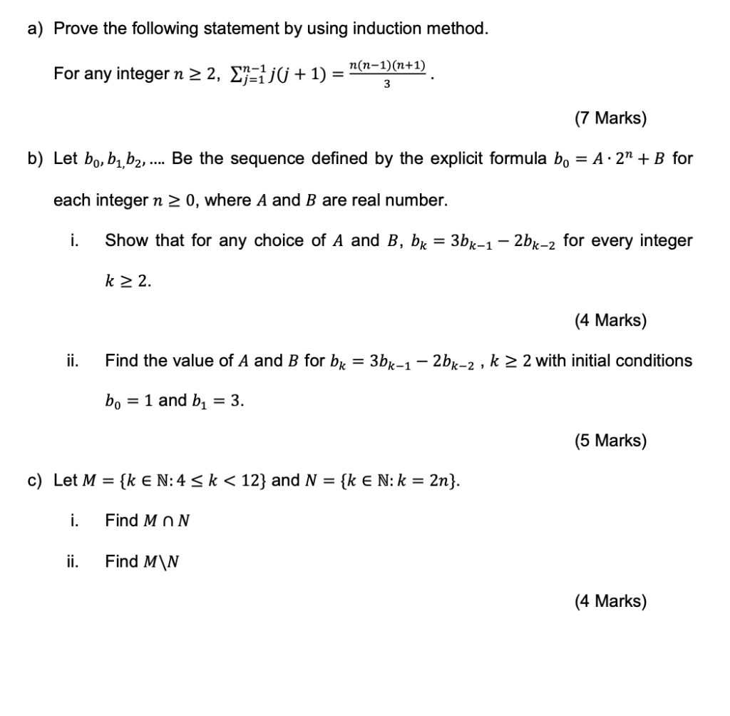 Solved a) Prove the following statement by using induction | Chegg.com