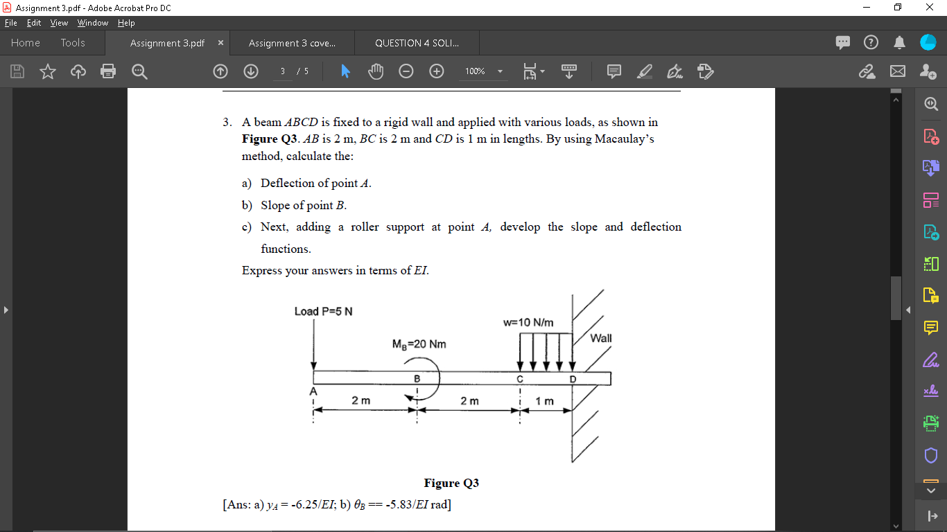 Solved Assignment 3.pdf - Adobe Acrobat Pro DC Eile Edit | Chegg.com