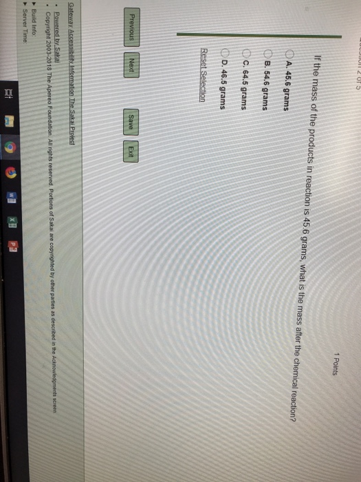 Solved on 2 of 5 1 Points If the mass of the products in | Chegg.com