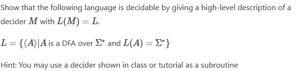 Solved Show that the following language is decidable by | Chegg.com