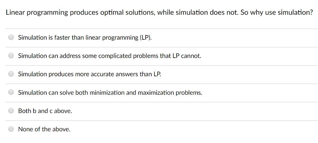 Solved Linear programming produces optimal solutions, while | Chegg.com