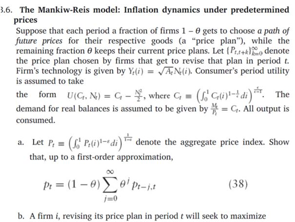 3.6. The Mankiw-Reis model: Inflation dynamics under | Chegg.com