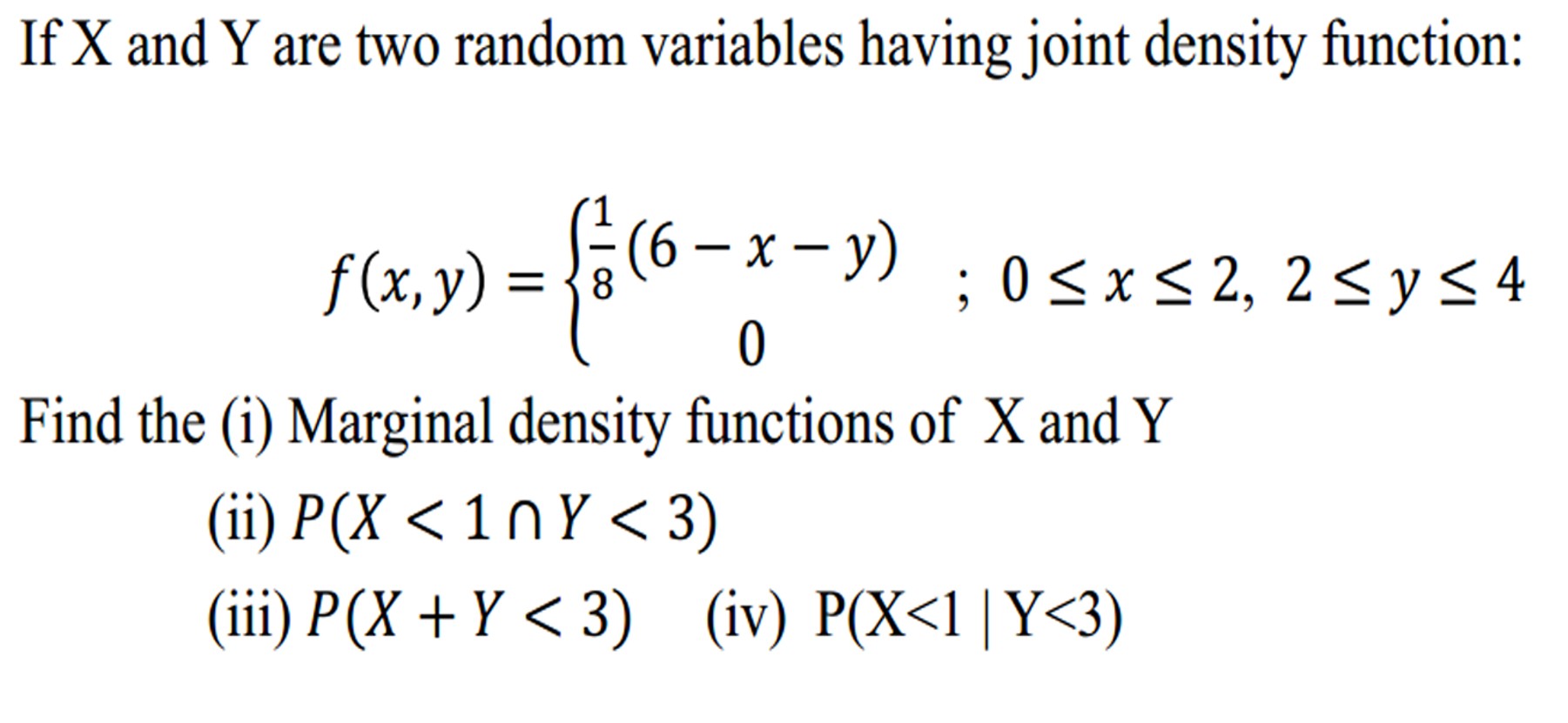 Solved If x ﻿and Y ﻿are two random variables having joint | Chegg.com