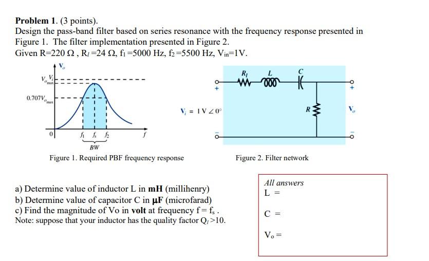 Solved Problem 1. ( 3 points). Design the pass-band filter | Chegg.com