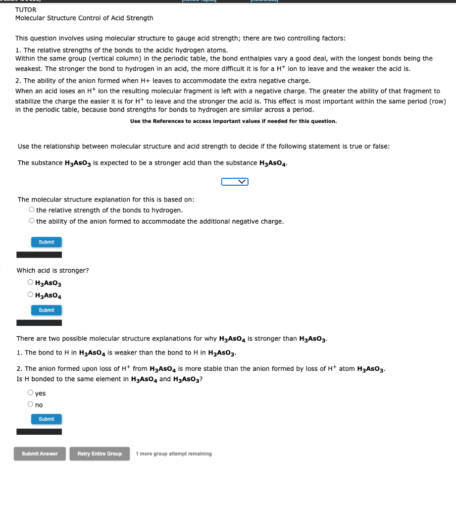 Solved TUTOR Molecular Structure Control of Acid Strength | Chegg.com