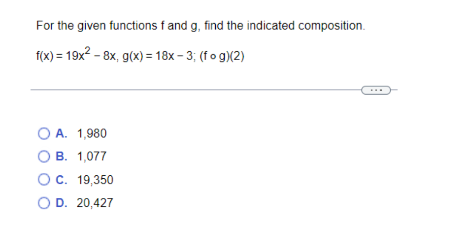Solved For the given functions f and g, find the indicated | Chegg.com