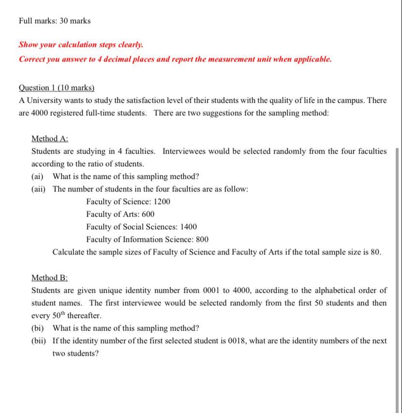 Solved Full marks: 30 marks Show your calculation steps | Chegg.com