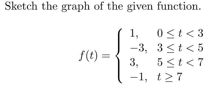 Solved Sketch the graph of the given function and express | Chegg.com