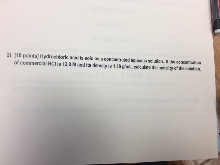 Solved Hydrochloric acid is sold as a concentrated aqueous | Chegg.com