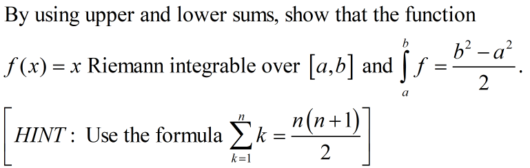 Solved By using upper and lower sums, show that the function | Chegg.com