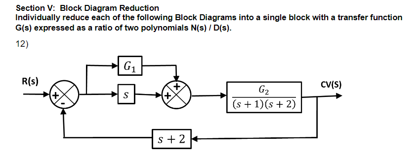 Solved Section V: Block Diagram Reduction Individually | Chegg.com