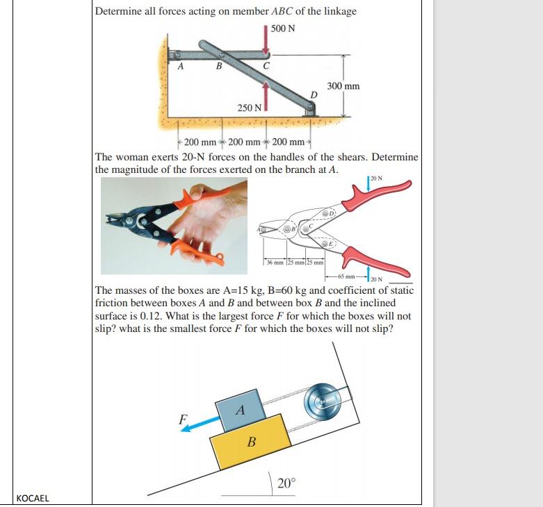 Solved a) Determine all forces acting on member ABC of | Chegg.com