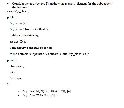 Solved • Consider the code below. Then draw the memory | Chegg.com