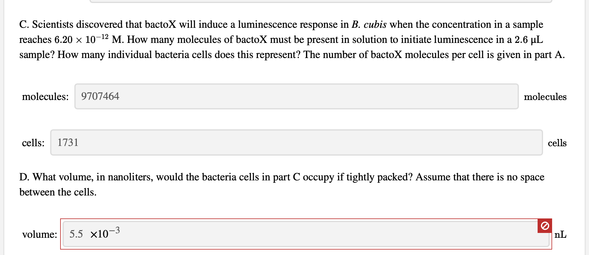Solved A fictional cubed-shaped bacterium, Bacterius cubis, | Chegg.com